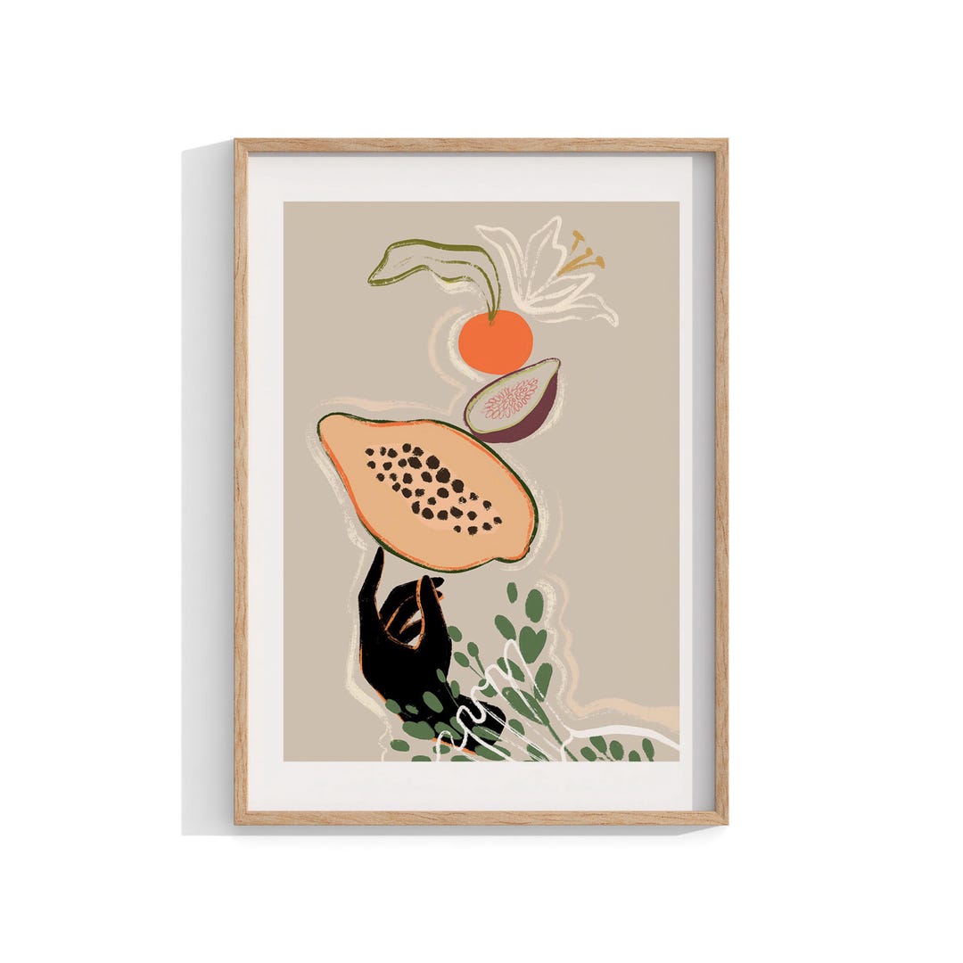 Boho Art Prints , Balancing Fruits Art, Framed Wall Art, Modern Art ...