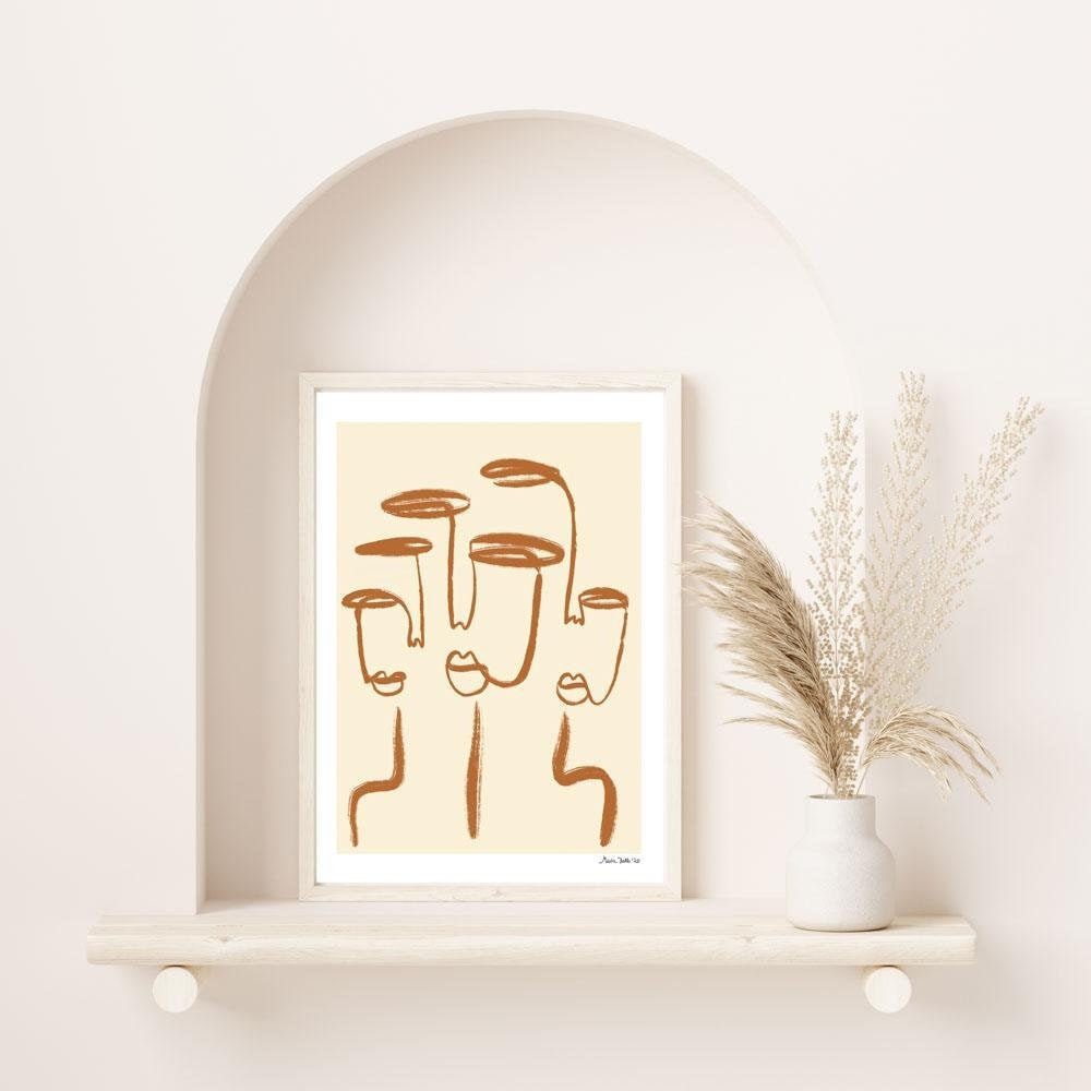 One Line Art Framed Print Abstract Face Wall Art | Etsy