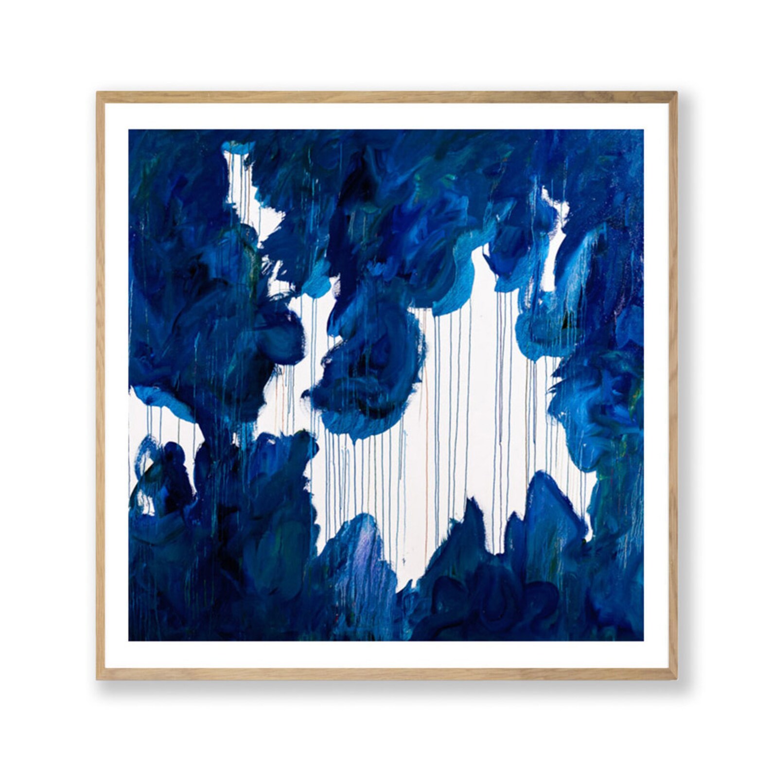 Abstract Painting Framed Print Blue Wall Art Square Fine - Etsy