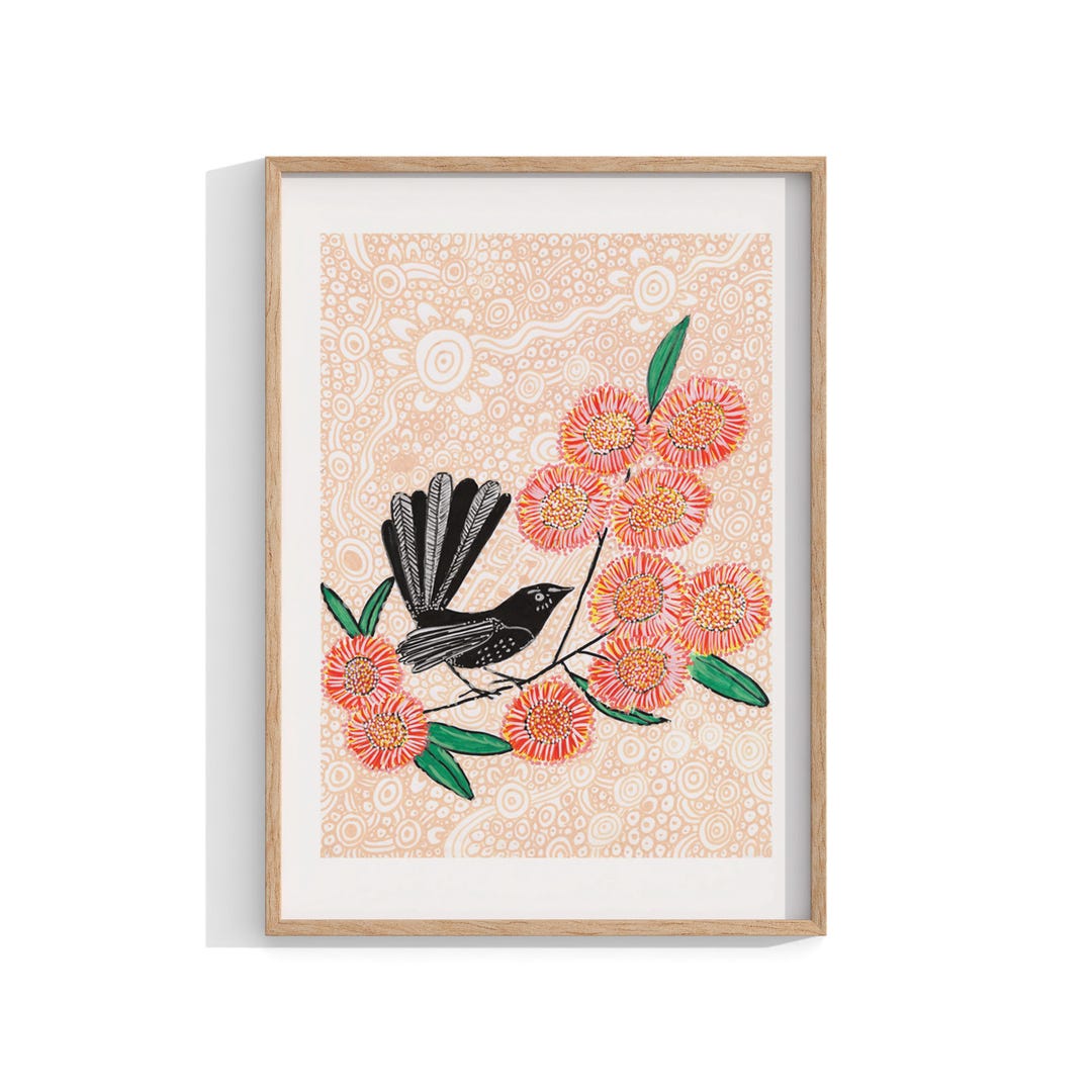 Aboriginal Framed Print , Indigenous Wall Art , Bird Print , Flower ...