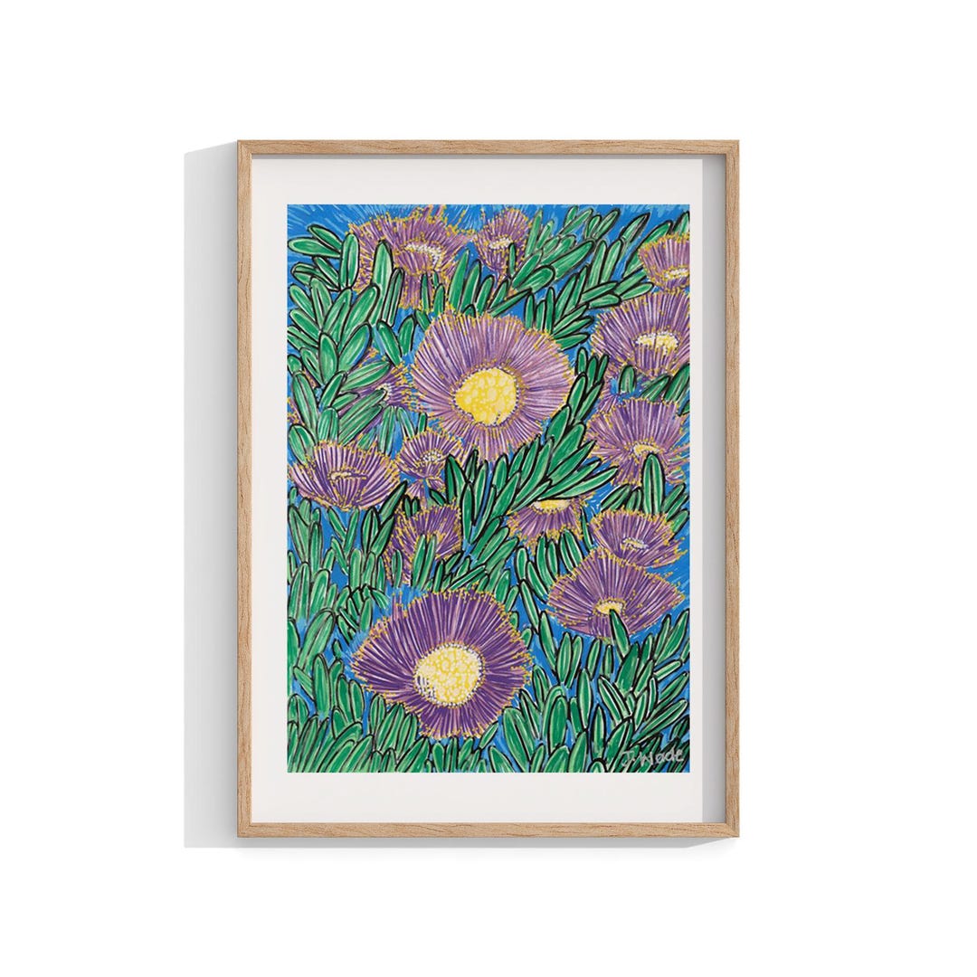 Aboriginal Framed Print , Indigenous Wall Art , Purple Flower Print ...
