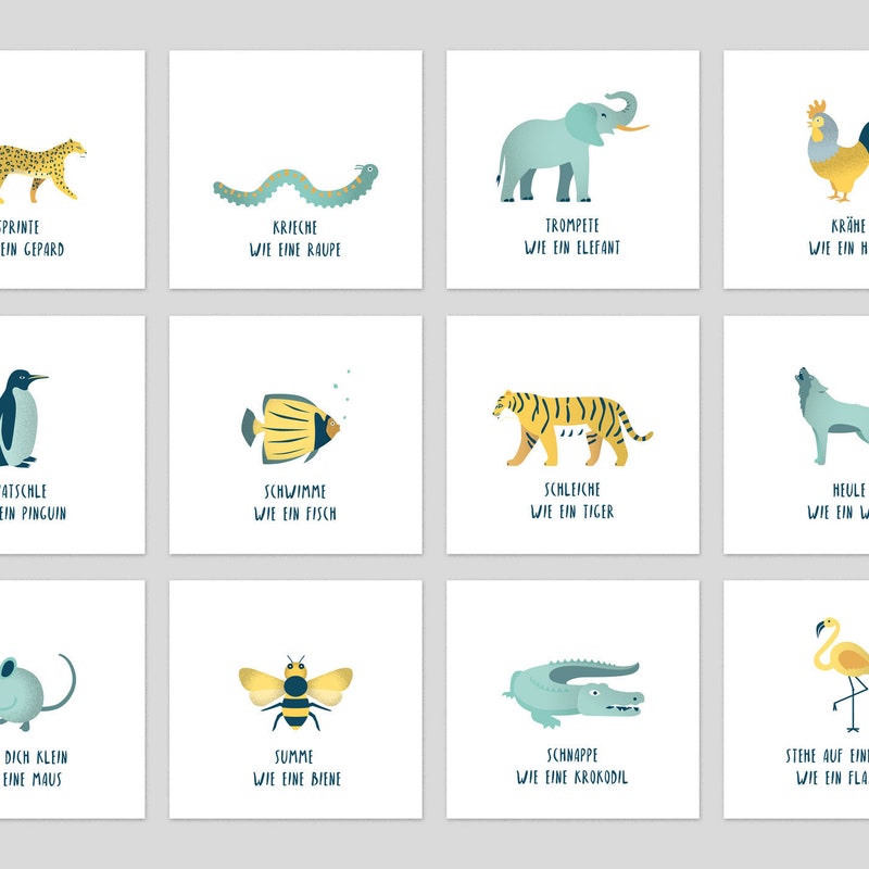 Animal Action Cards - Etsy