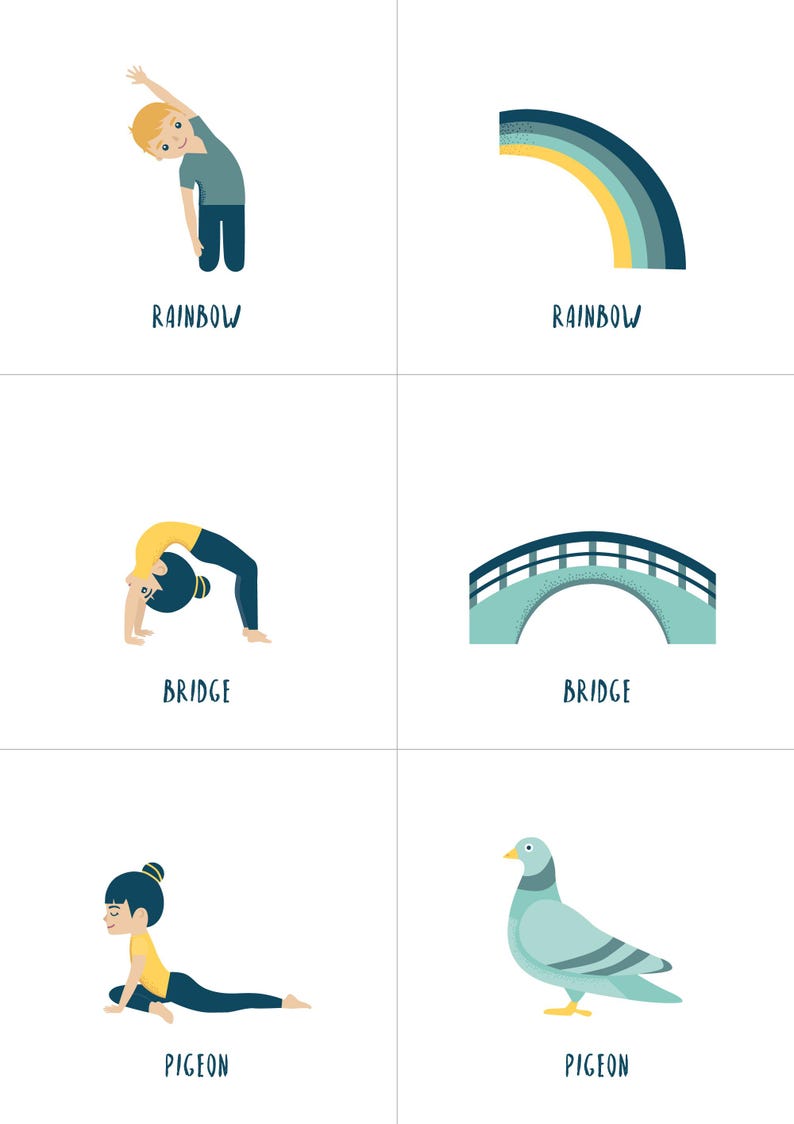 Printable Kids Yoga Memory / English Version / Yoga Game / Yoga Cards ...