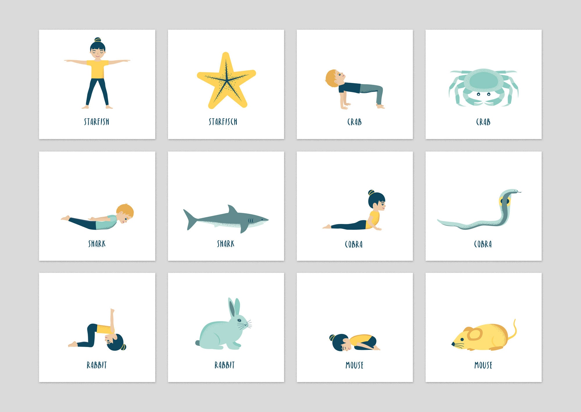 Printable Kids Yoga Memory / English Version / Yoga Game / Yoga Cards ...