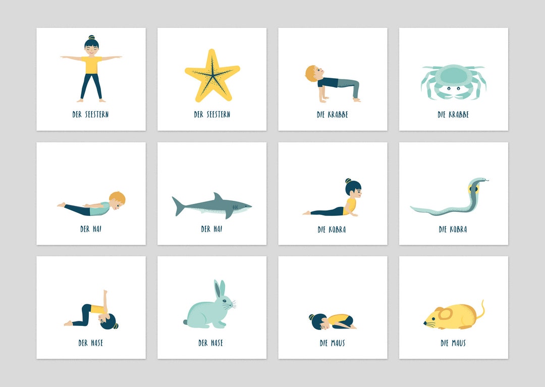 Yoga Memory Game / Yoga Cards for Kids / Yoga Game / Kids Yoga / Kids ...