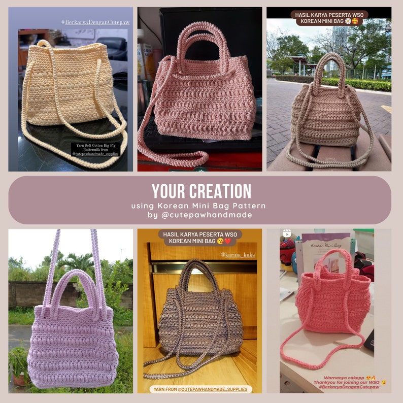 Korean Mini Bag CROCHET PATTERN | 3 Ways Sling Bag, Hand Bag, Tote Bag ...