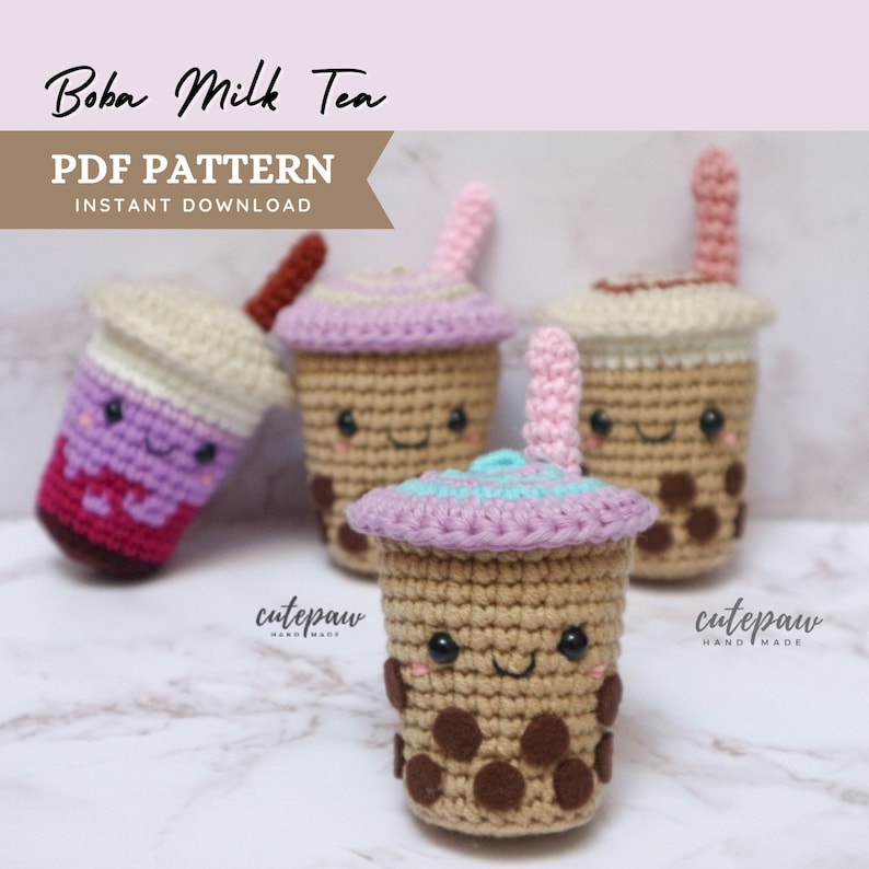 Boba Milk Tea Amigurumi CROCHET PATTERN for Beginner | Bagcharm | Easy ...