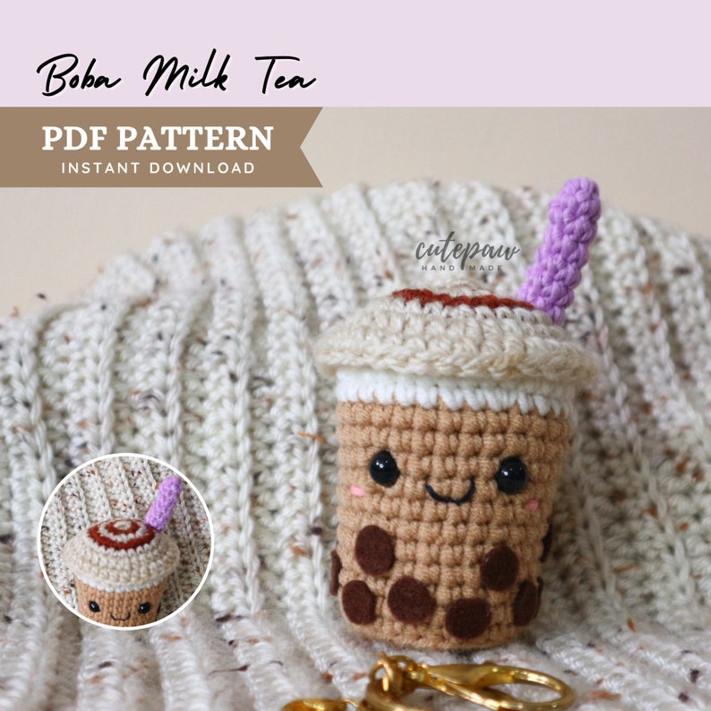 Boba Milk Tea Amigurumi CROCHET PATTERN for Beginner | Bagcharm | Easy ...