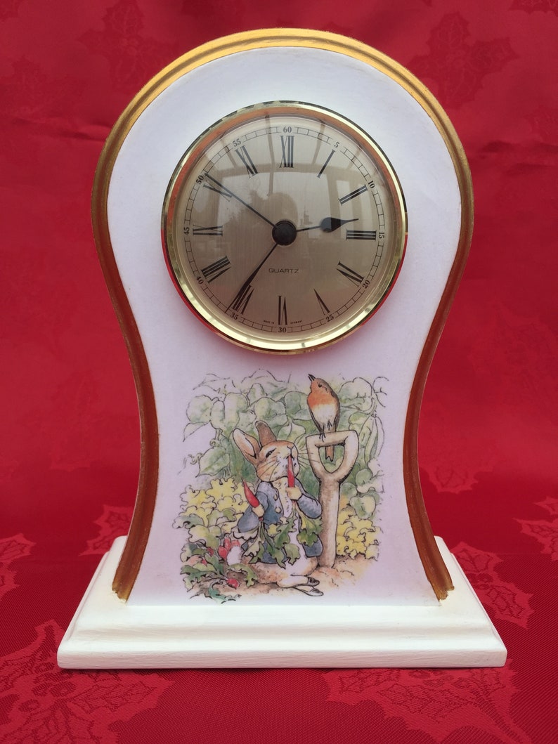 Clock Mantle Peter Rabbit upcycled shabby chic bespoke | Etsy