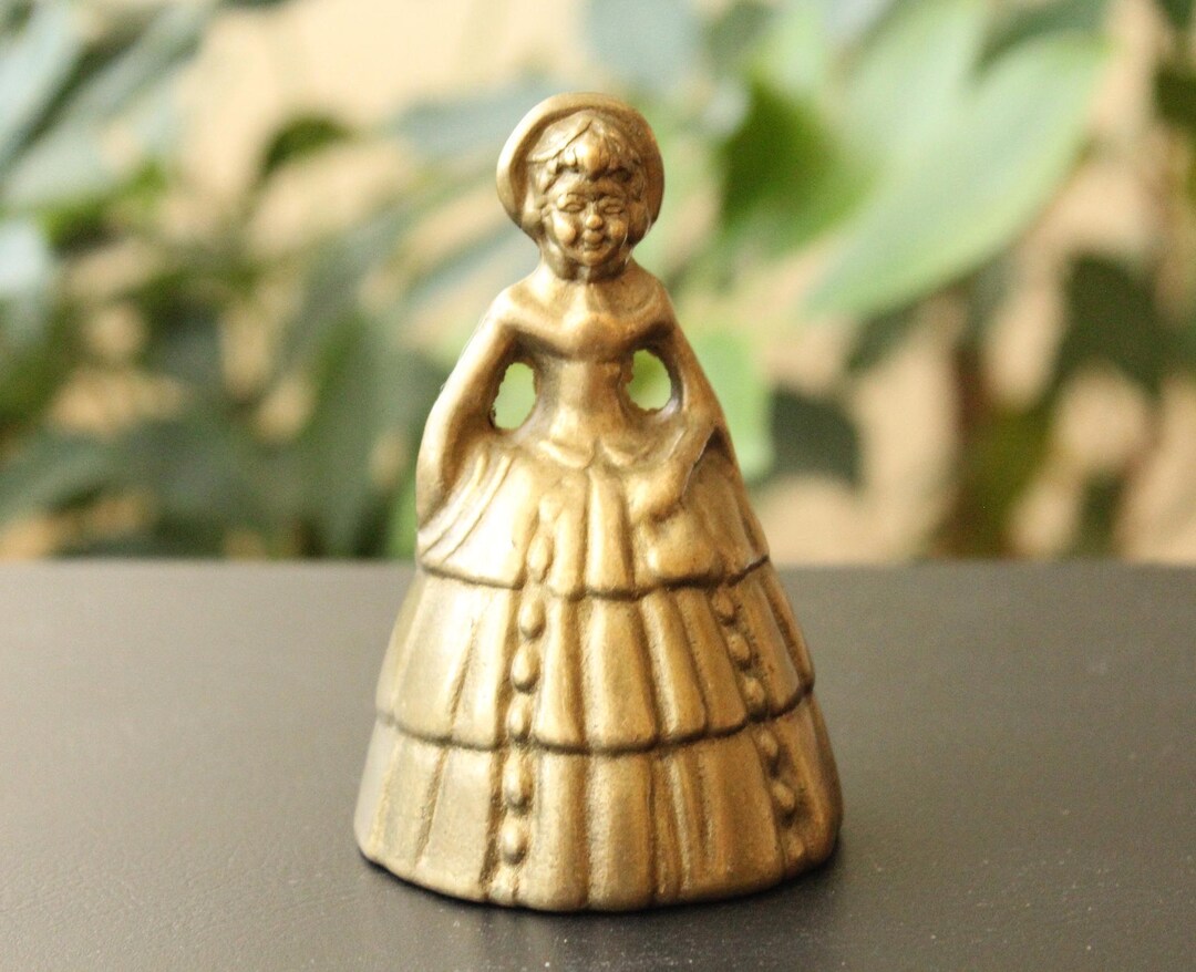 Vintage Bronze/brass Bell, Small Metal Bell, Bells, Lady Bronze/brass ...