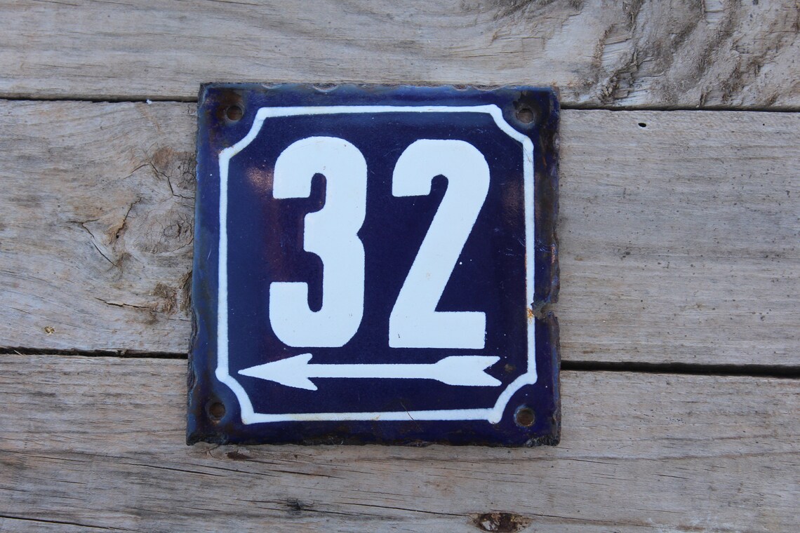 Enamelled Sign Number 32 Vintage Metal Sign Enamelled Plate - Etsy