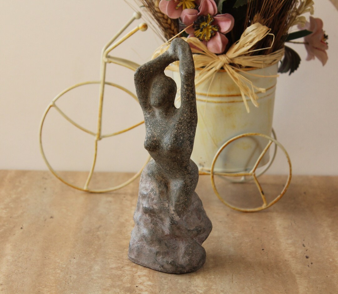 Vintage Figurine, Concrete Figurine, Small Statuette, Gray Concrete ...