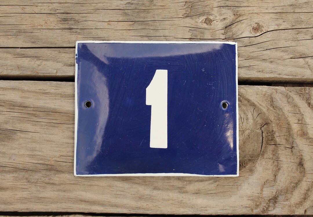 Metal Sign Number 1, Metal Enamelled Sign, Door Sign Number 1, Vintage ...