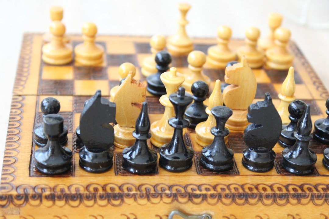 Wooden Mini Chess, Vintage Chess Set, Vintage Small Wooden Chess ...