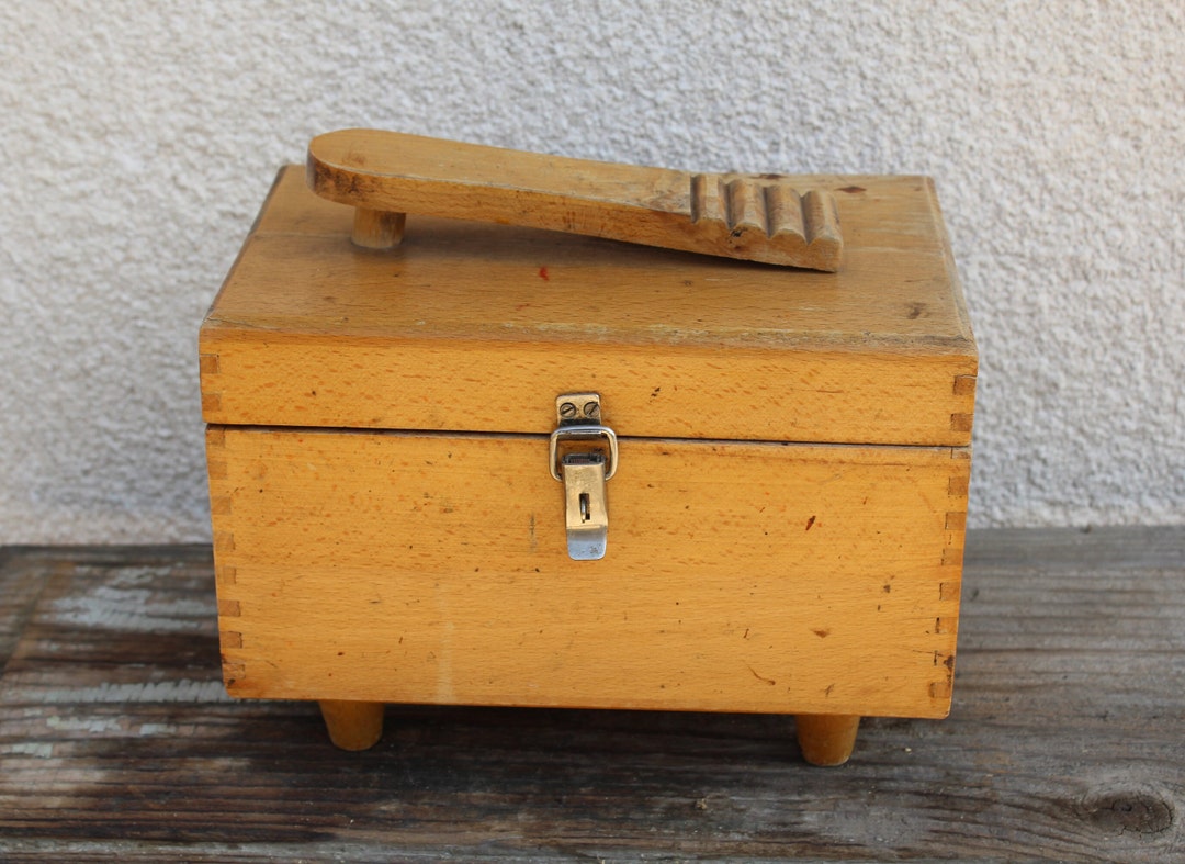 Wooden Box, Shoe Polish Box, Shoe Cleaning Box, Vintage Box, Vintage ...