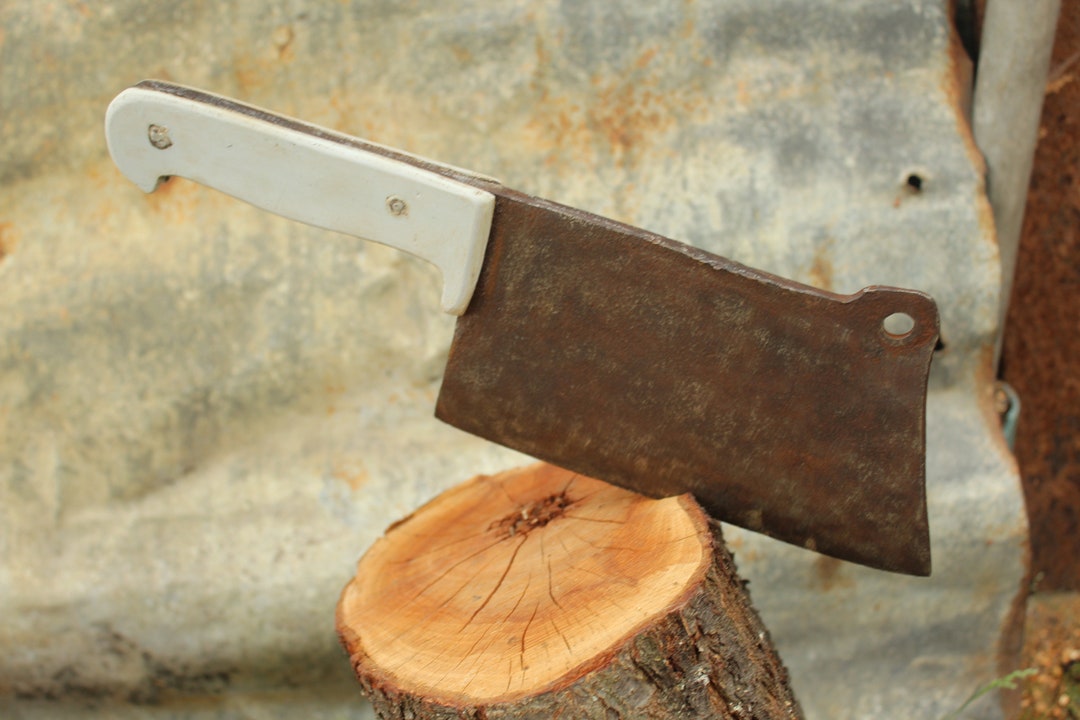 Meat Chopper, Old Meat Cleaver, Heavy Butcher Knife, Vintage Kitchen ...