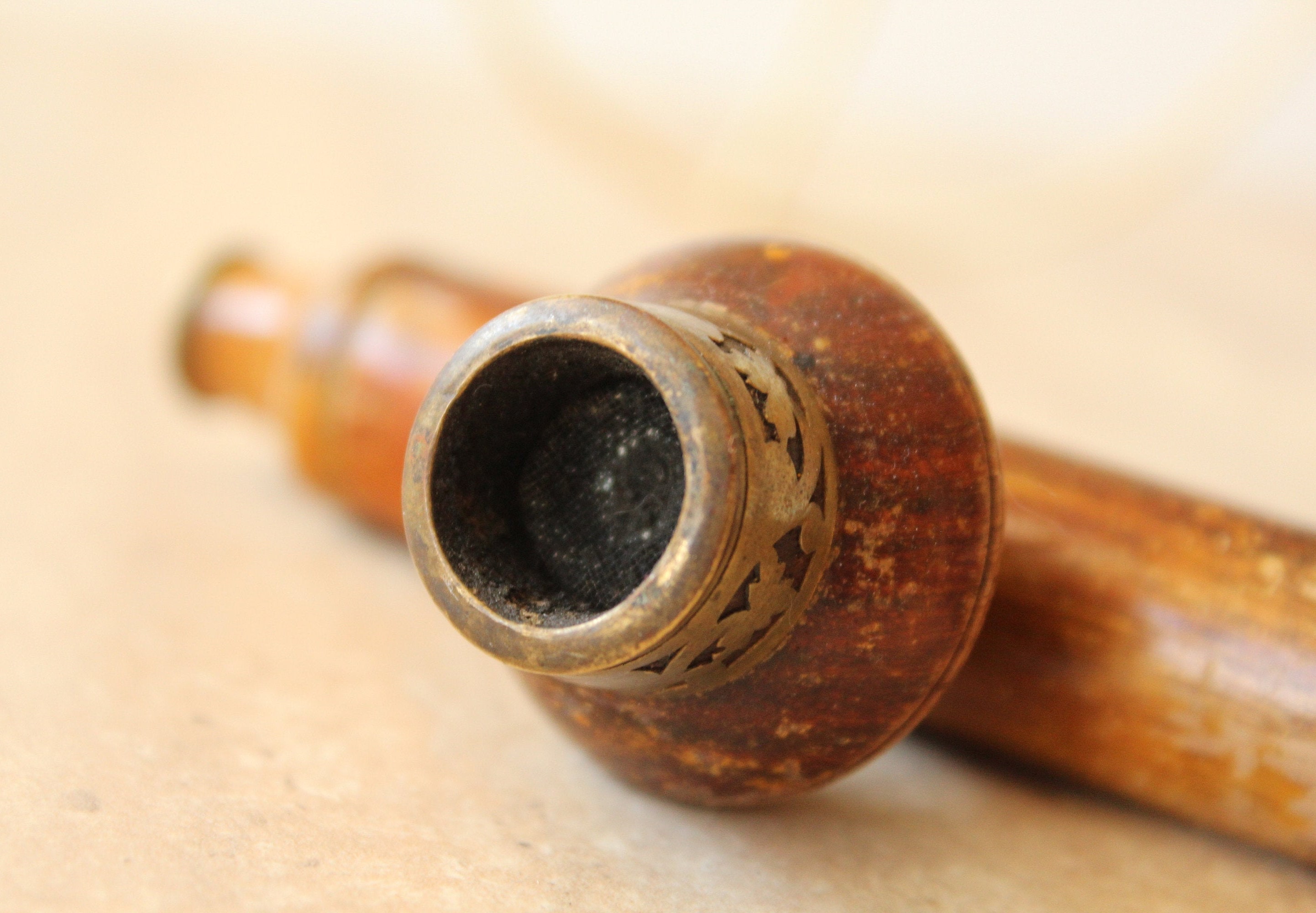 Old Wooden Pipe Vintage Wooden Pipe Wood and Brass Vintage - Etsy