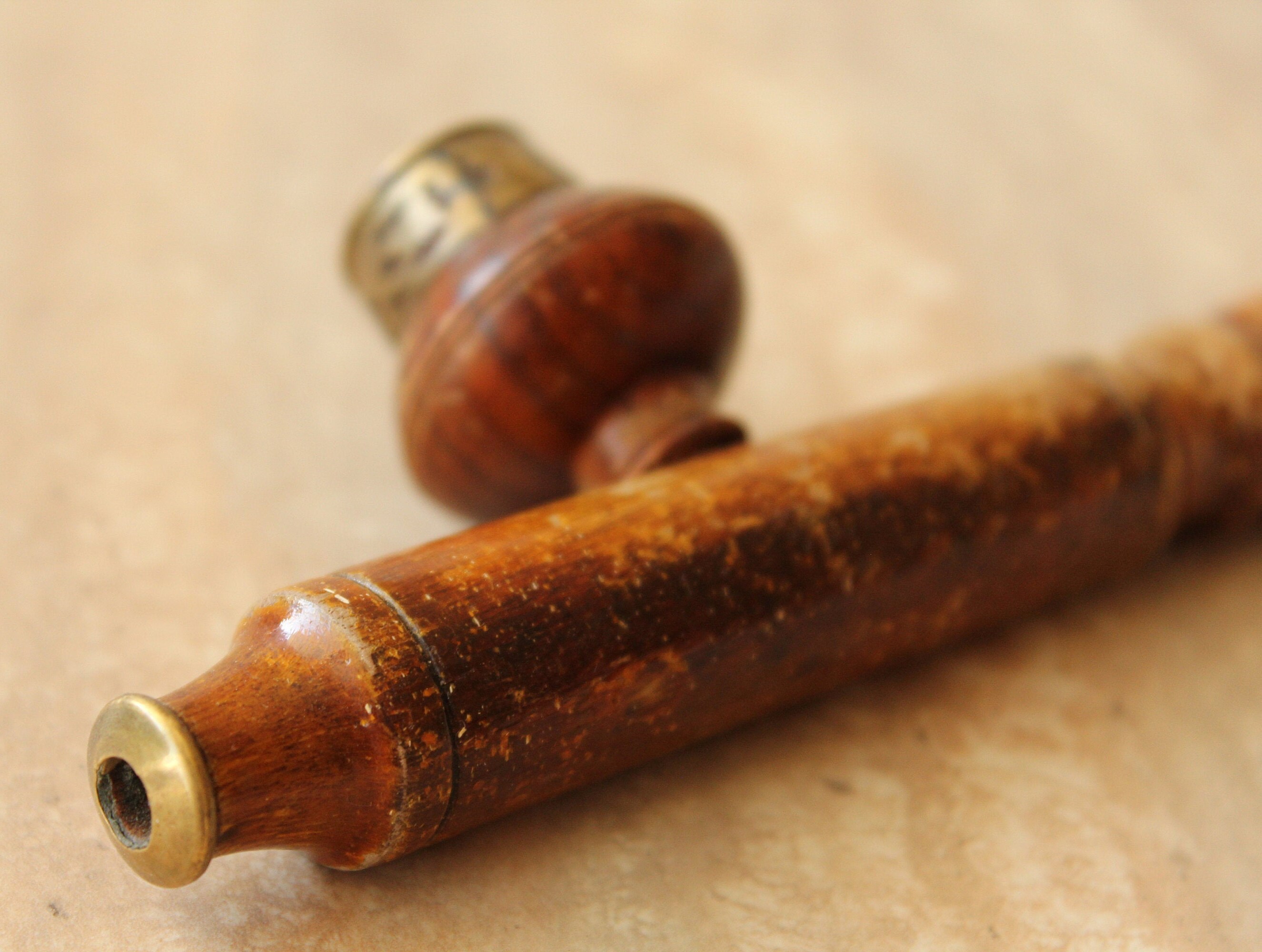 Old Wooden Pipe Vintage Wooden Pipe Wood and Brass Vintage - Etsy