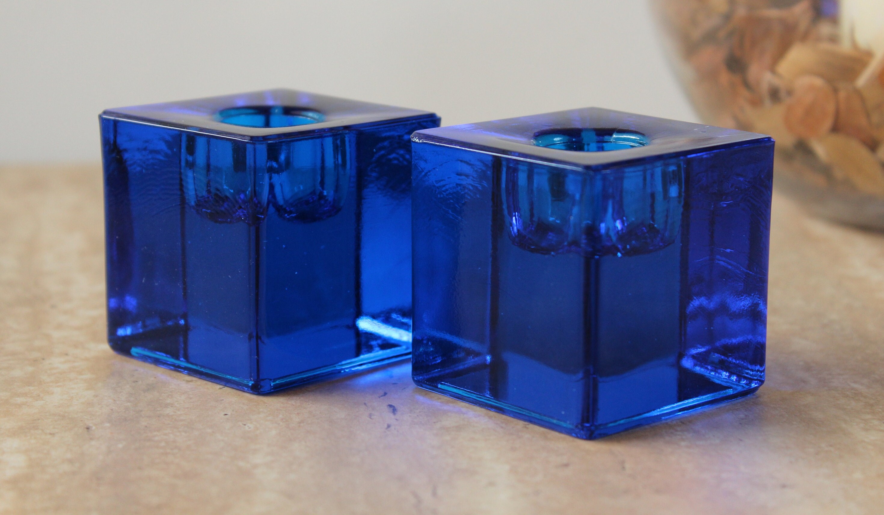 Glass Candlesticks Holders Colored Glass Candlesticks Set of - Etsy