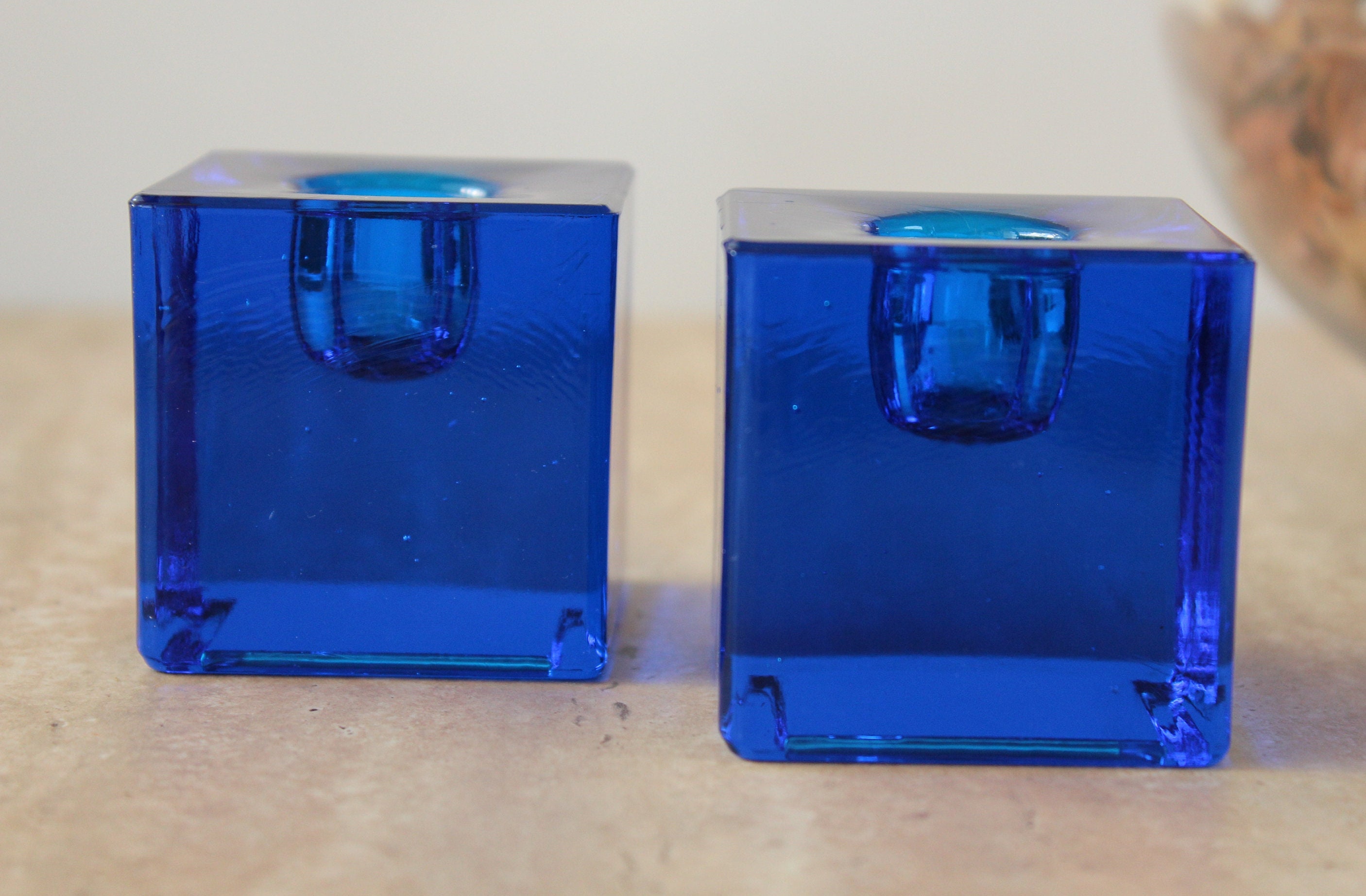 Glass Candlesticks Holders Colored Glass Candlesticks Set of - Etsy