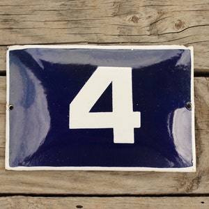 Enameled Sign 4, Door Plate Number 4, Enamelled Plate, Vintage Enameled ...