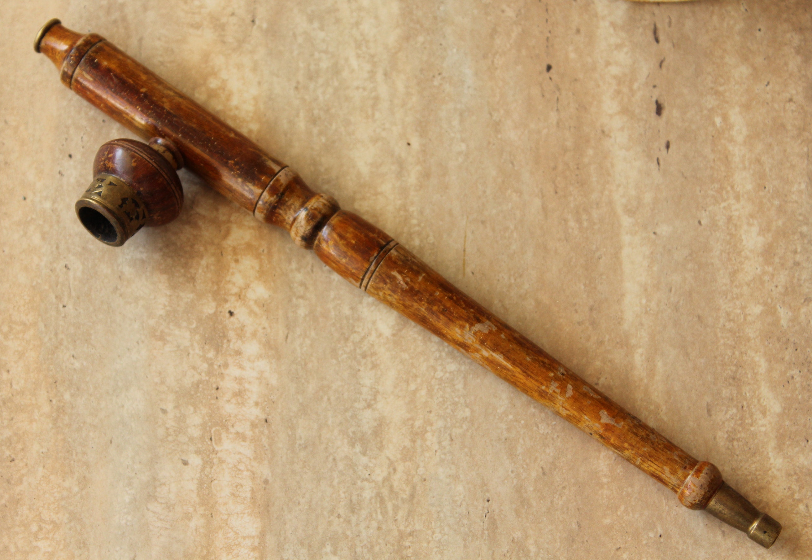 Old Wooden Pipe Vintage Wooden Pipe Wood and Brass Vintage - Etsy