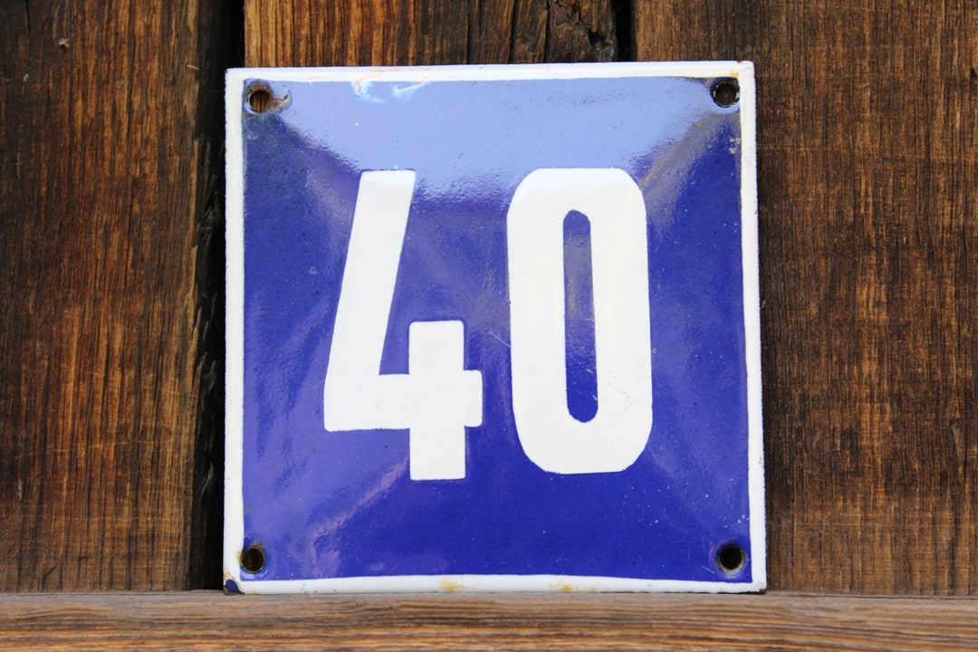 Vintage Enamel Number 40 Sign, Blue and White Metal Plate - Etsy