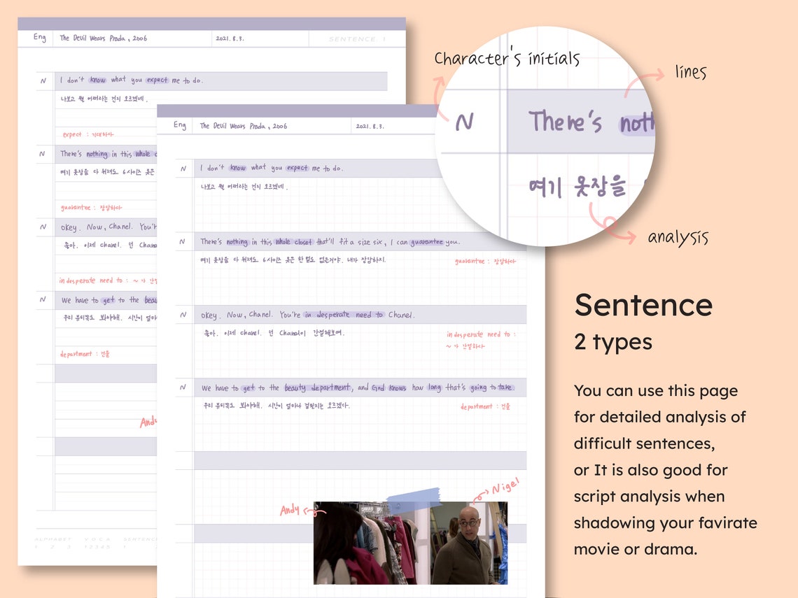 Language Study Journal notebook / English Korean Japanese | Etsy