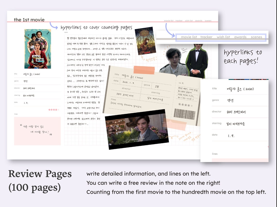 100 Movies Challenge MOVIE JOURNAL PDF / Ipad Goodnotes Tablet - Etsy