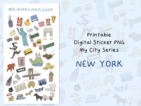 Printable Digital Stickers PNG My City Series New York / | Etsy