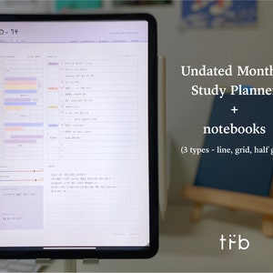 Undated Monthly Student Study Planner PDF Notebook3 Types SET / iPad ...