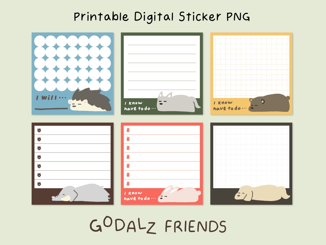 Printable Digital PNG - Cute Animals Widget Sticker Packs GODALZ ...