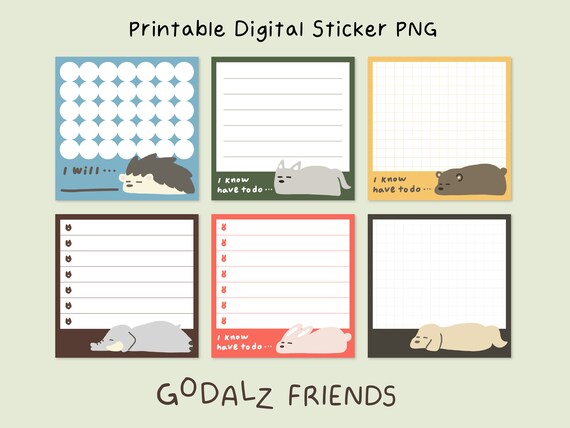 Printable Digital PNG cute animals widget sticker packs | Etsy