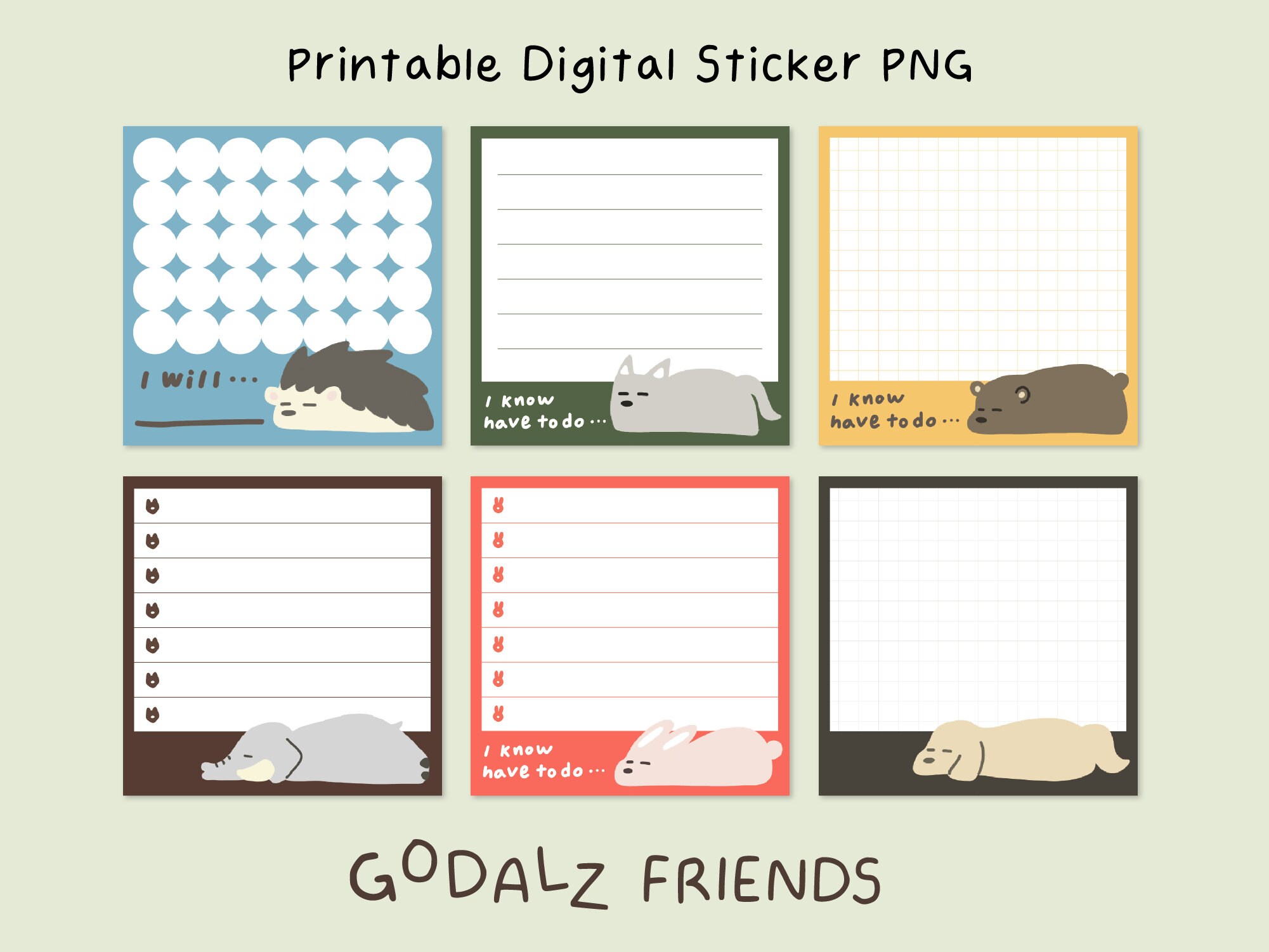 Printable Digital PNG Cute Animals Widget Sticker Packs - Etsy
