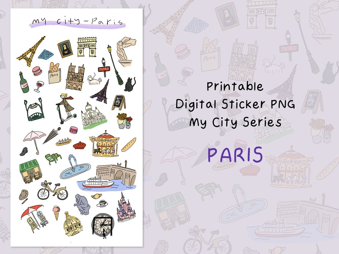 Printable Digital Stickers PNG My City Series PARIS / | Etsy