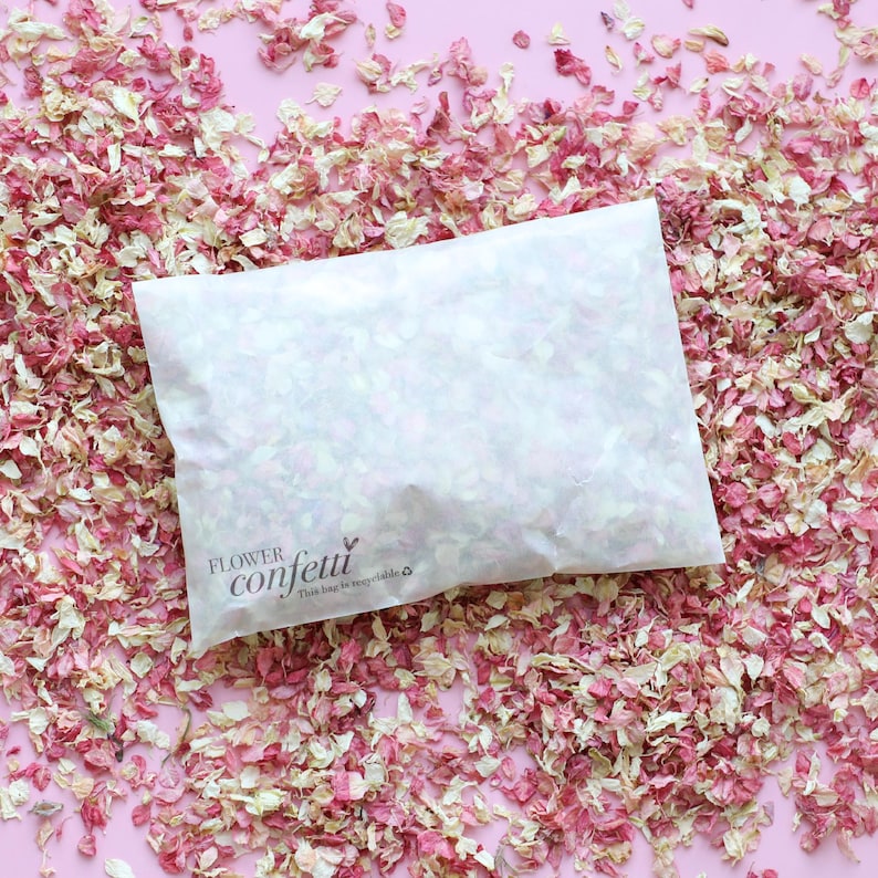 Mixed Pink Confetti 1 Litre (8-10 Handfuls) Biodegradable Flower ...