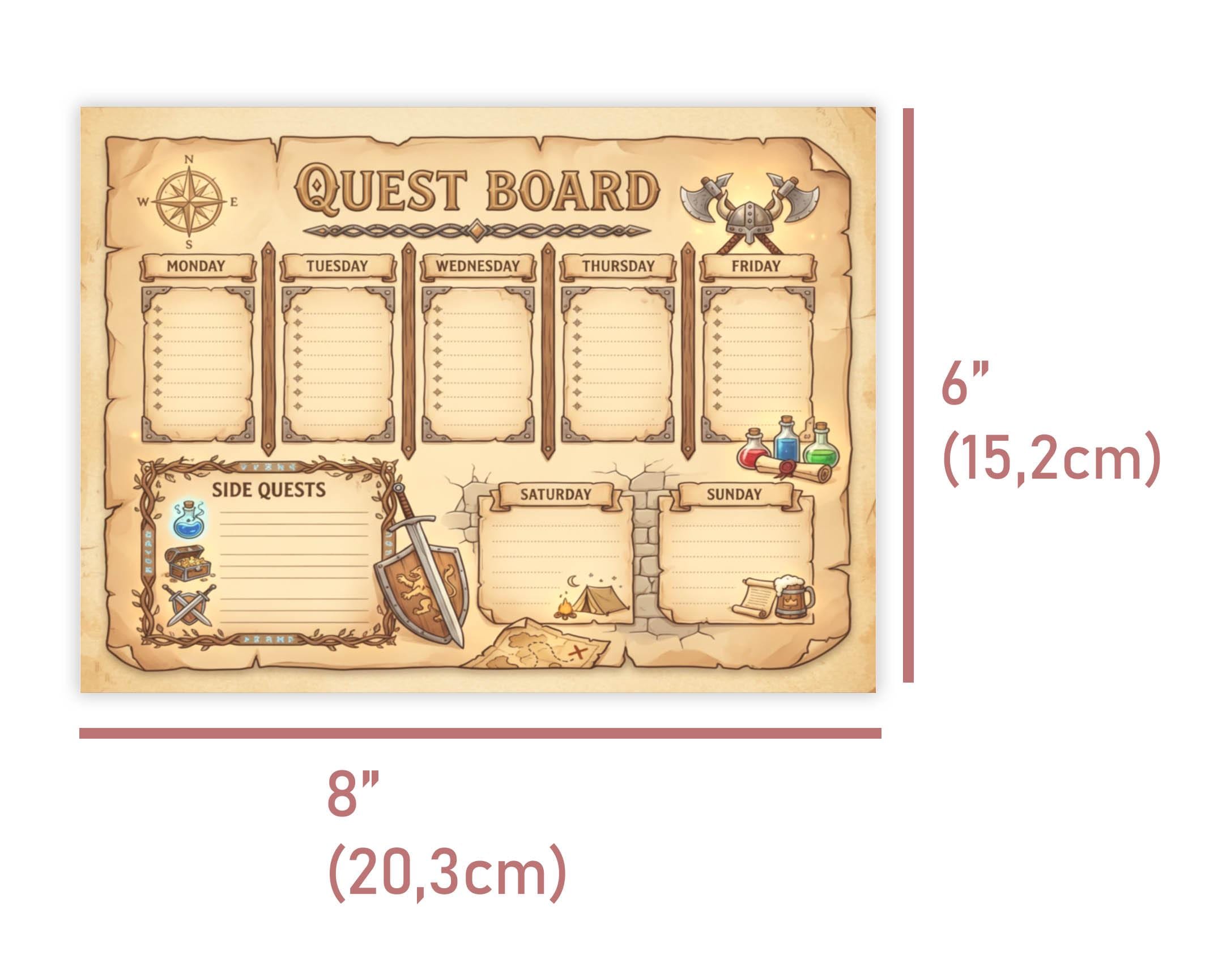 RPG Quest Board Weekly Planner - Fantasy D&D Style To-do List ...
