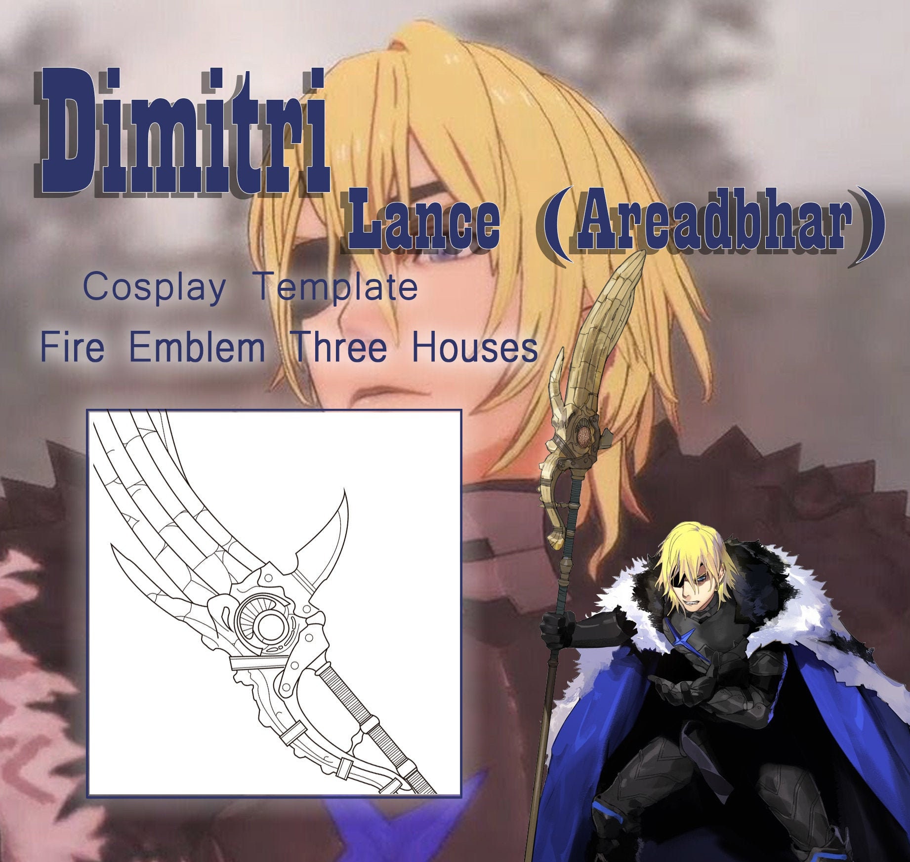 Dimitri Post-timeskip Lance/spearareadbhar Cosplay Template - Etsy