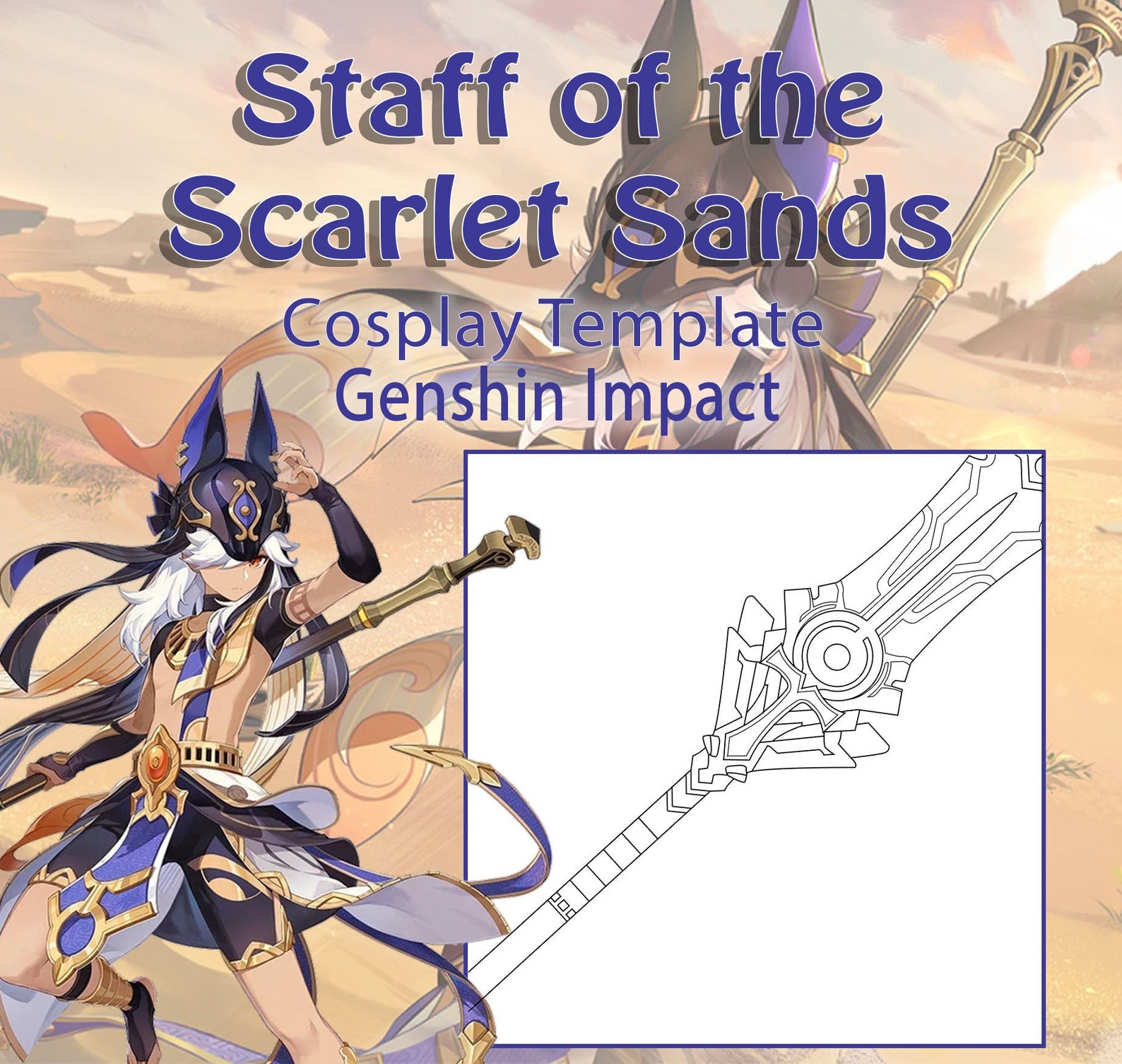 Staff of the Scarlet Sands - Genshin Impact - Cosplay Template - Etsy UK