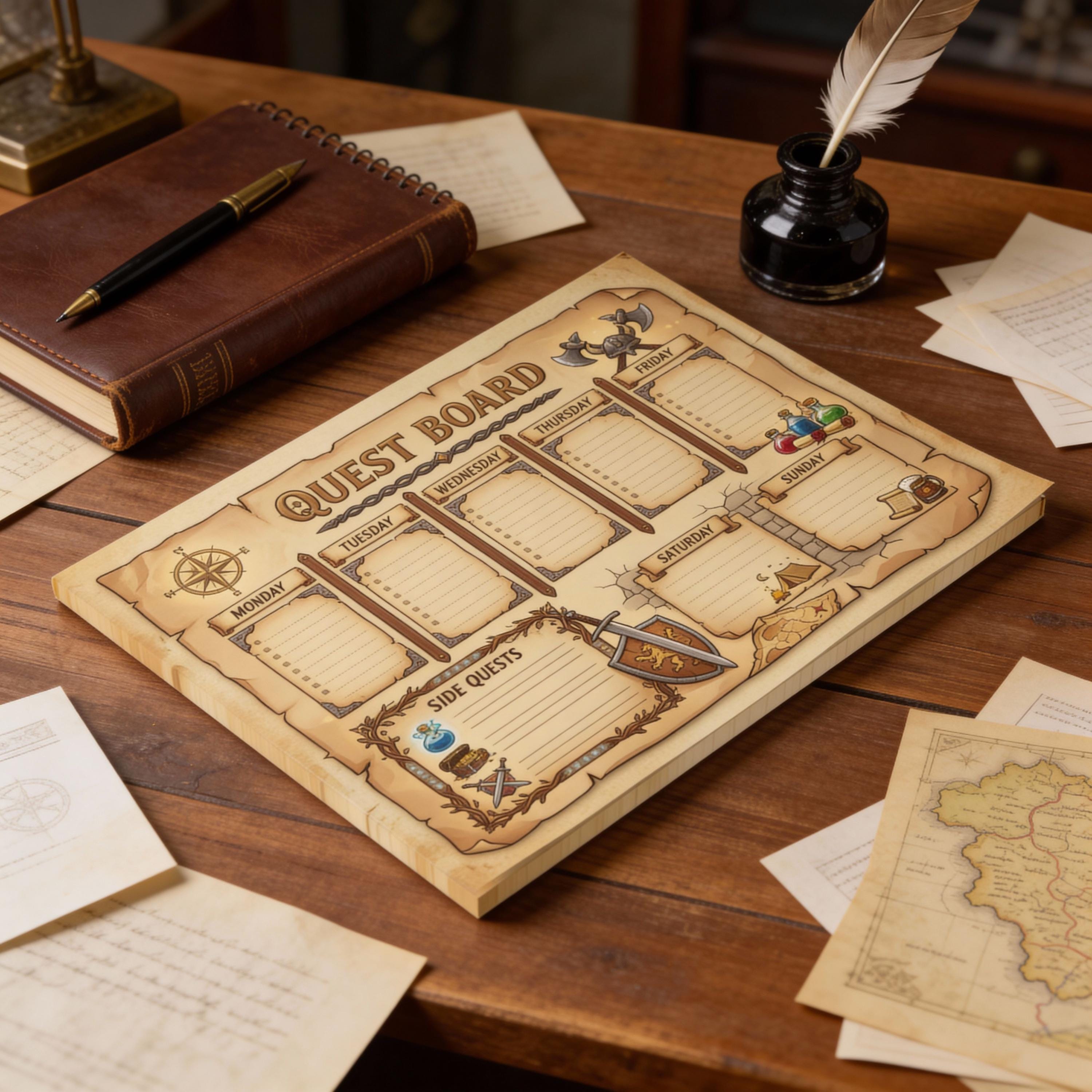 RPG Quest Board Weekly Planner - Fantasy D&D Style To-do List ...