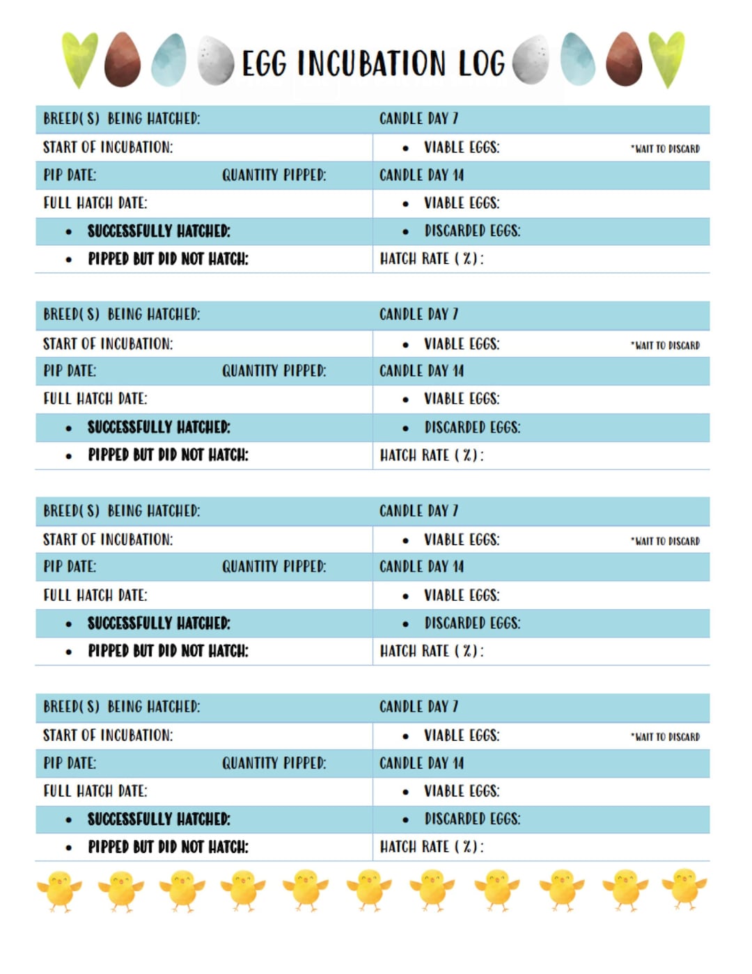 Egg Incubation Log (+3 Bonus Trackers for Chicken Management) - Etsy