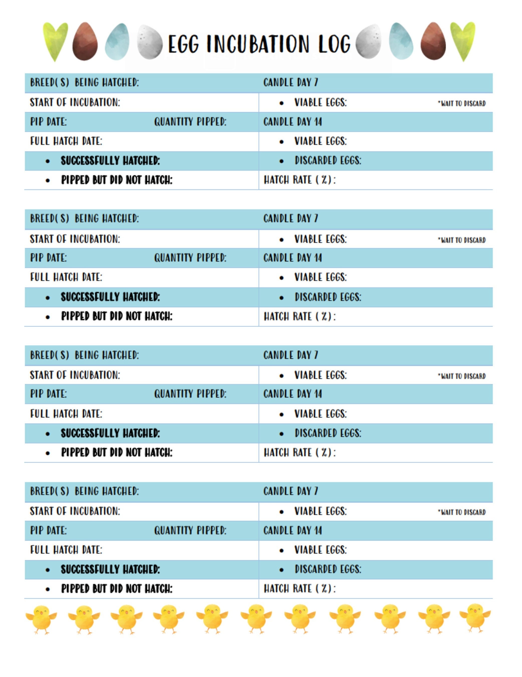 Egg Incubation Log (+3 Bonus Trackers for Chicken Management) - Etsy