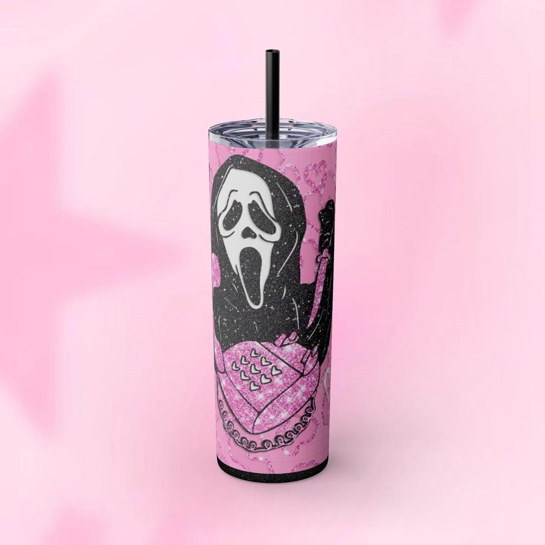 Pink Scream Ghostface Horror Themed Halloween Tumbler With Straw, 20oz ...