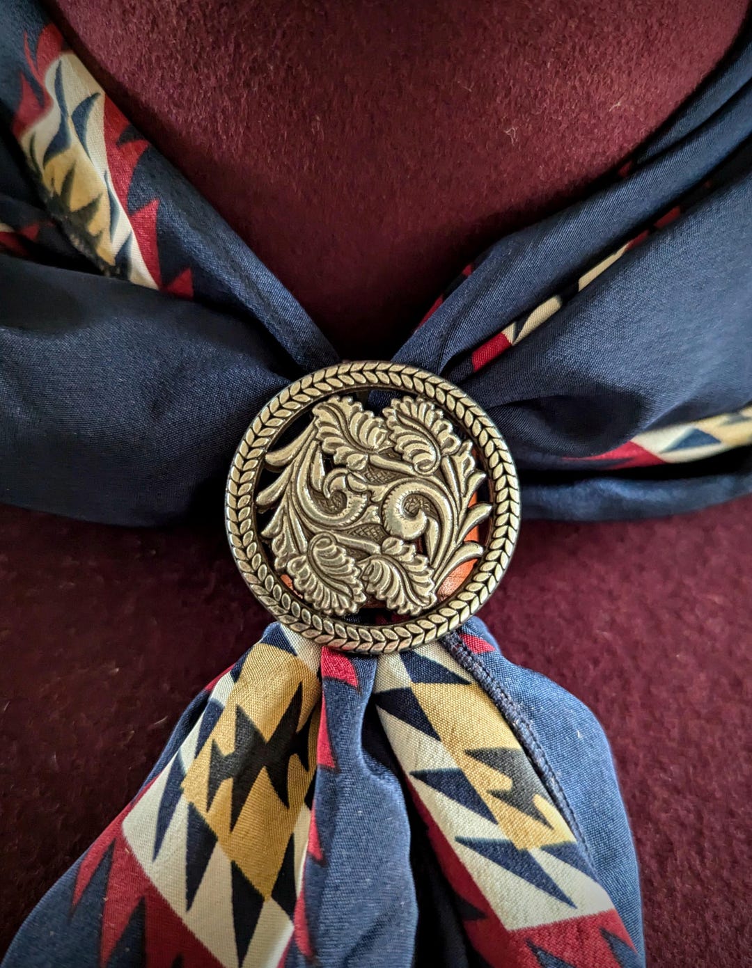 Antique Silver Vine Western Engraved Bandana Slide, Wildrag Slide ...