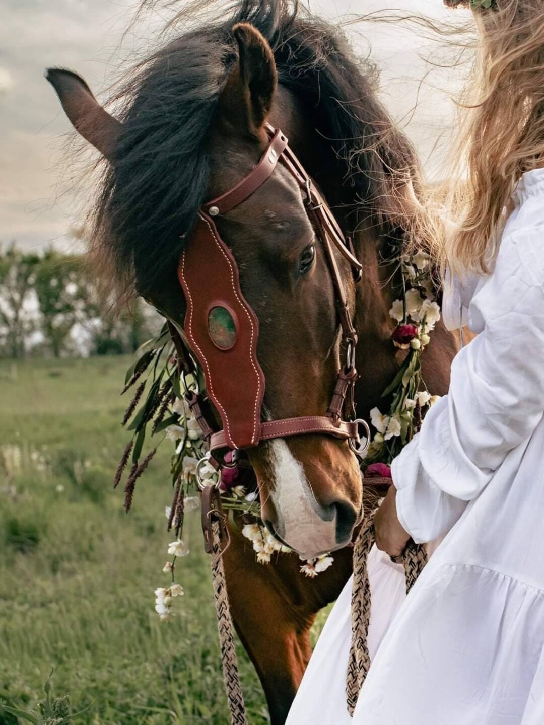 Fantasy Headpiece for Bridles, Chamfron, Side-pulls, Browband, Noseband. Genuine Leather and ...