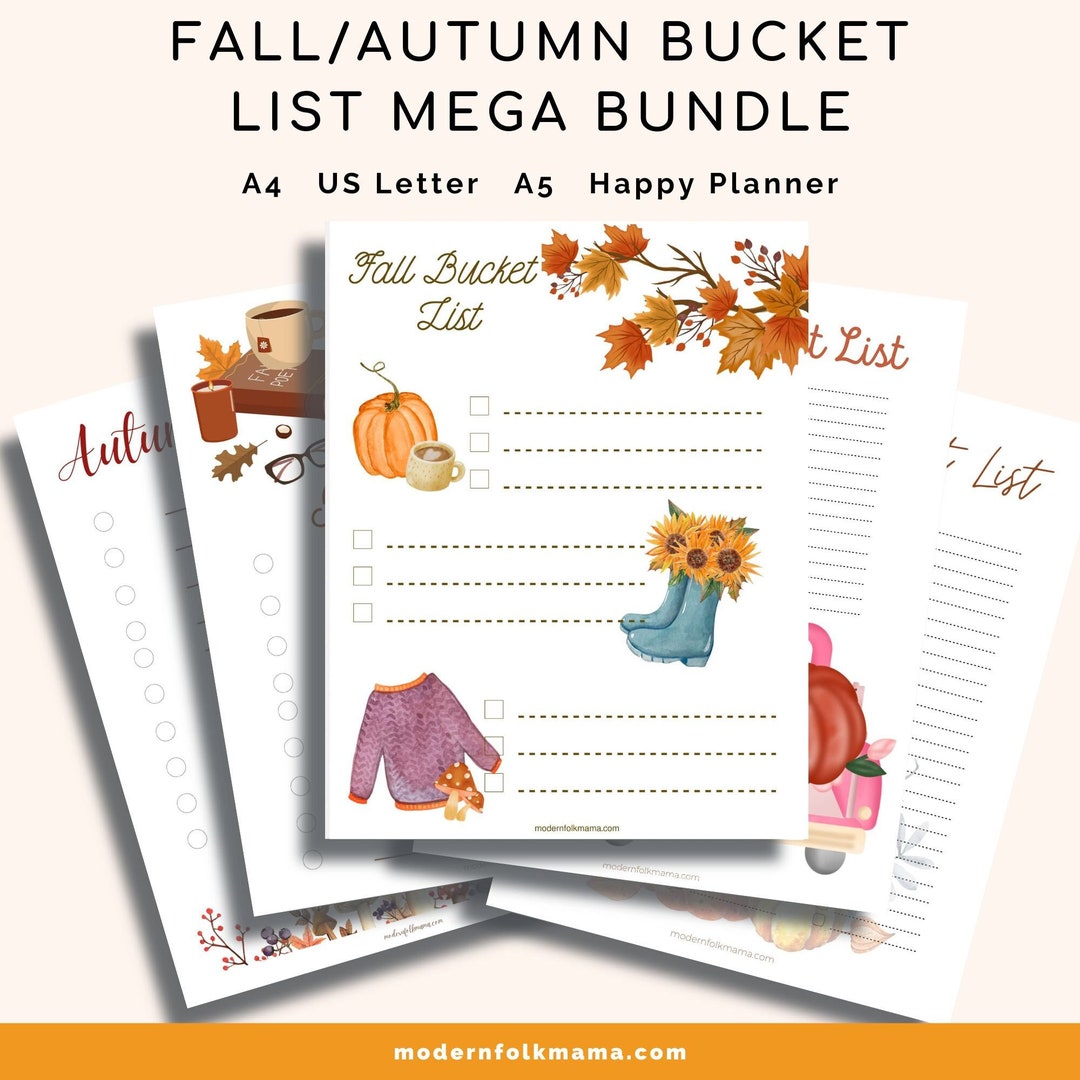 Fall Bucket List Printable Autumn Family Activities - Etsy