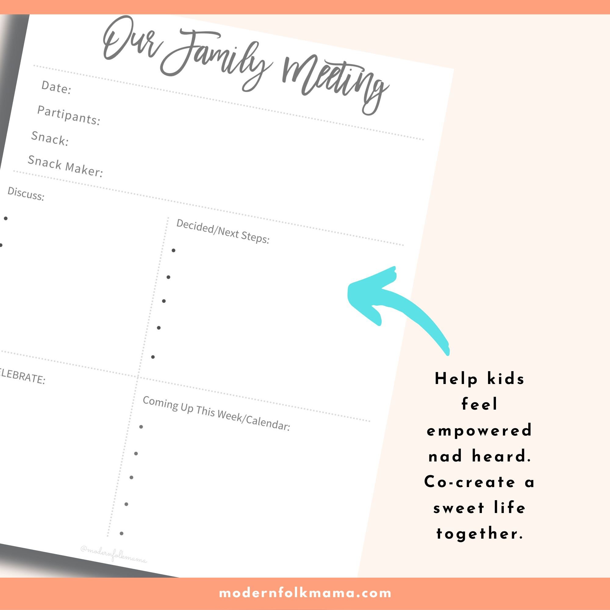 Family Meeting Printable Family Counsel Guide Create a Fun - Etsy