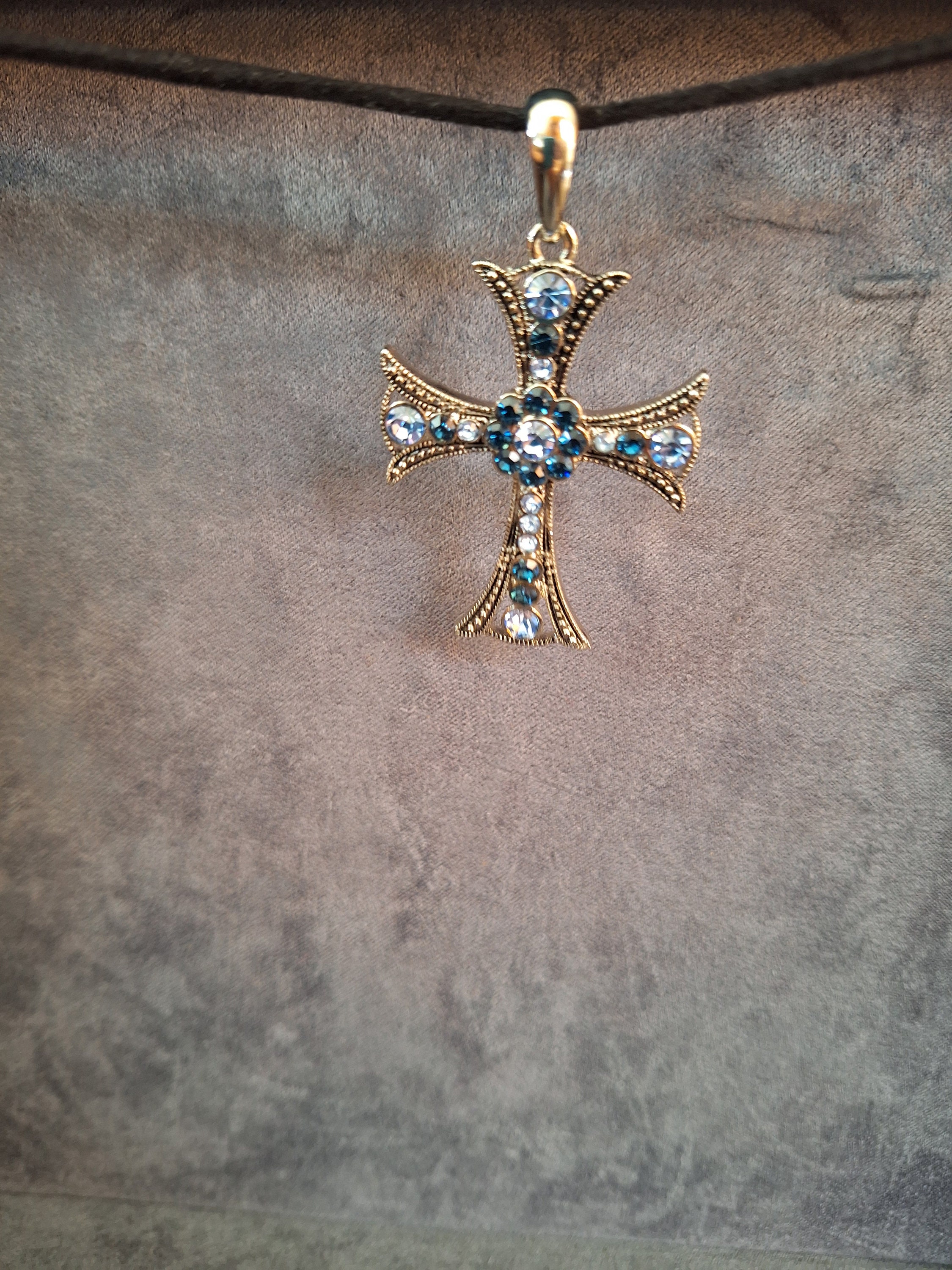 Lia Sophia divinity Cross Necklace With Blue and Dark Blue Cut Crystals ...