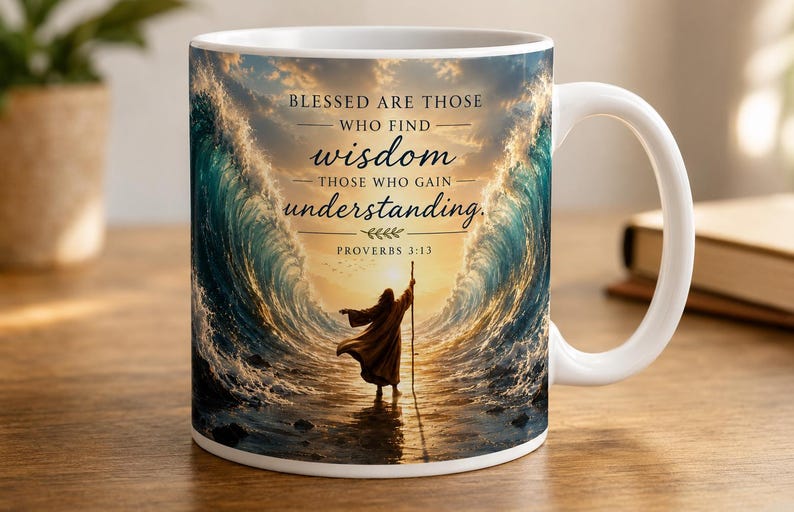 Christian Art, Proverbs 3:13 Scripture Print, Moses Red Sea Decor ...