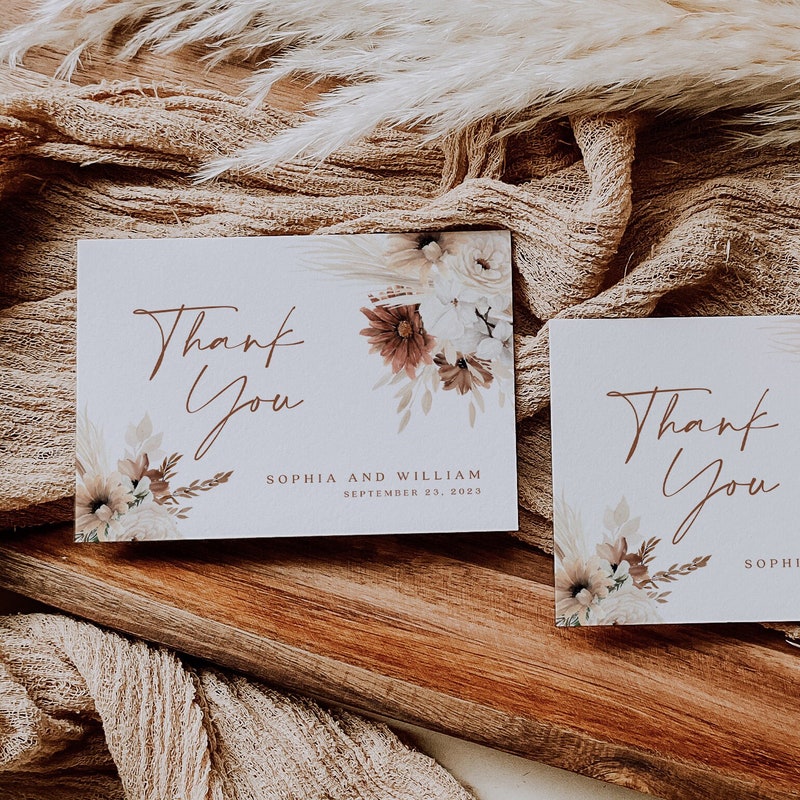 Boho Thank You Cards - Etsy
